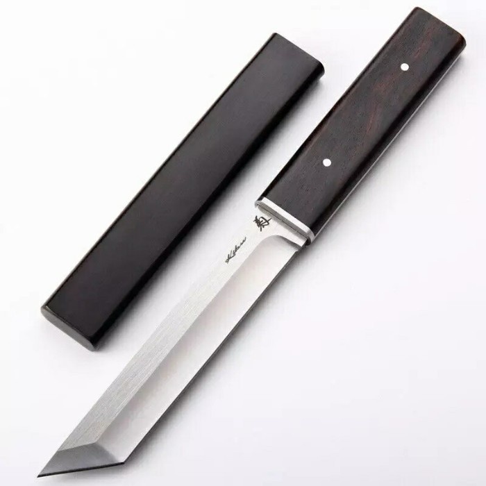 Jual Fixed Blade D2 Steel Japanese Tanto Knife Ebony Wood Pisau Jepang ...