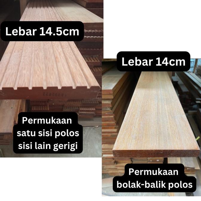 Jual Papan Kayu Pagar / Lantai Decking Bengkirai Lebar 145Mm Polos 2 ...