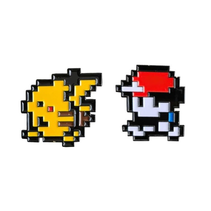 Jual Set 8 Bit Ash Ketchum & Pikachu Enamel Lapel Pin Bros Pixel ...