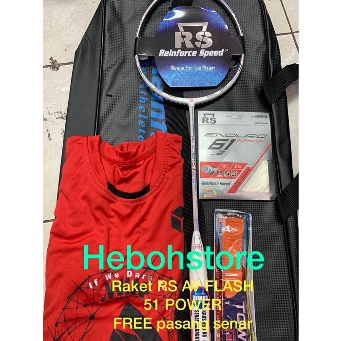 Jual Raket Badminton RS AV FLASH 51 POWER full set KOMPLIT ORIGINAL ...