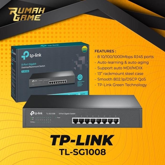Jual Switch Hub Tp-Link Tl-Sg1008 8-Port Gigabit Desktop/Rackmount ... Jual Switch Hub Tp-Link Tl-Sg1008 8-Port Gigabit Desktop/Rackmount ...