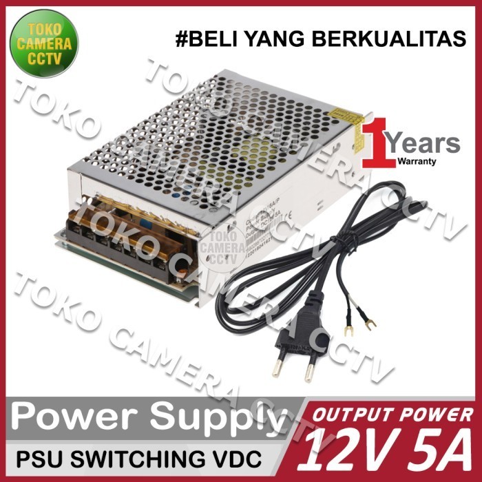 Jual MANTAPP POWER SUPPLY CCTV 12V 5A PSU SWITCHING JARING BERGARANSI | Shopee Indonesia