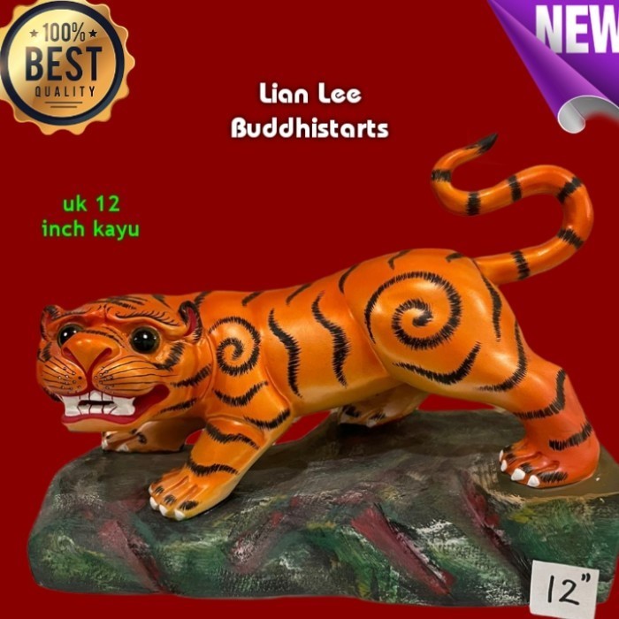 Jual [New] Patung Statue Macan Harimau Jingga Kayu Uk 12 Berkualitas ...