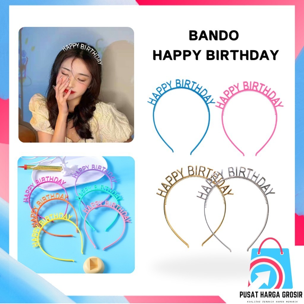 Jual PHG - Bando Desain Happy Birthday Anti Slip Gaya Korea HeadBand ...