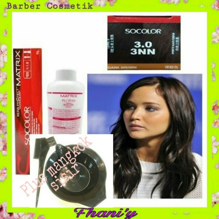 Jual cat rambut MATRIX socolor 3.0/3NN +OXYDANT +MANGKOK SISIR | Shopee ...