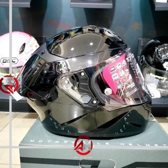 Jual HELM KYT TT COURSE SOLID PLAIN BLACK GLOSSY FULL FACE | Shopee Indonesia