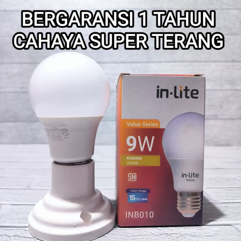 Jual IN-LITE LAMPU LED BULB VALUE 9W 9 WATT INB010 CAHAYA KUNING 3000K WARM WHITE IN LITE INLITE ...