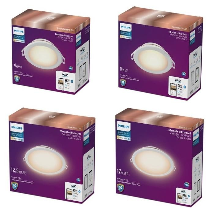Jual Philips Lampu Downlight Smart Wifi Wiz 4W 9W 12.5W 17W Watt Tw ...