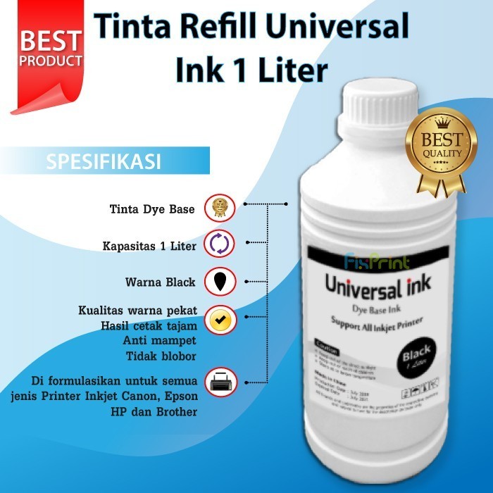 Jual Tinta Refill 1 Liter Jerigen Printer Epson L110 L210 L220 L300 ...