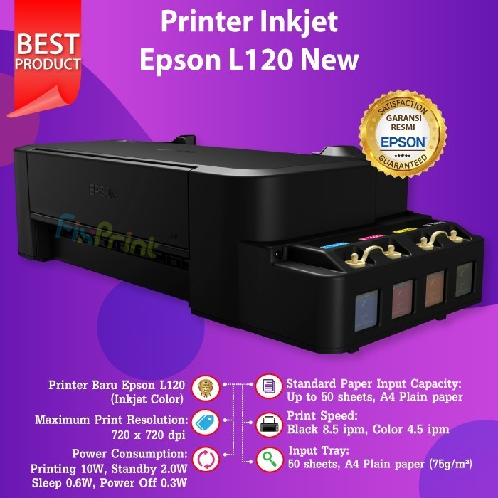 Jual Printer Epson L120 Hitam Print Warna Infus Modif Ink Tank Pabrik ...