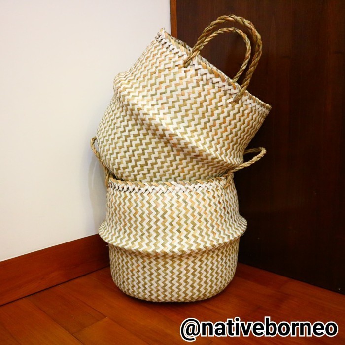 Jual PURUN BELLY BASKET PUTIH NATURAL, KERANJANG LAUNDRY, POT TANAMAN ...
