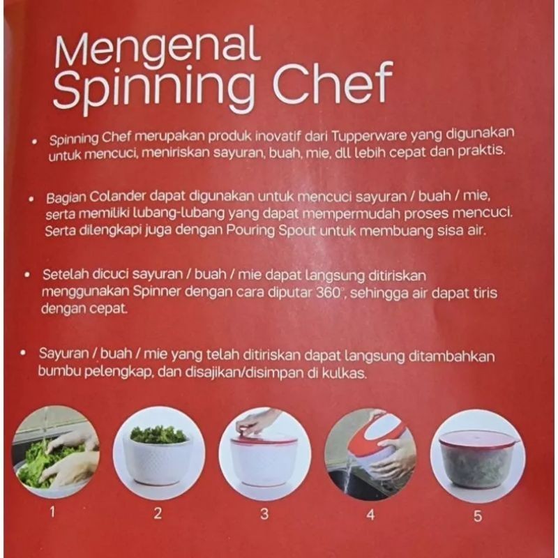 Jual SALAD SPINNER SPINNING CHEF TUPERWARE (mangkok pengering sayuran ...