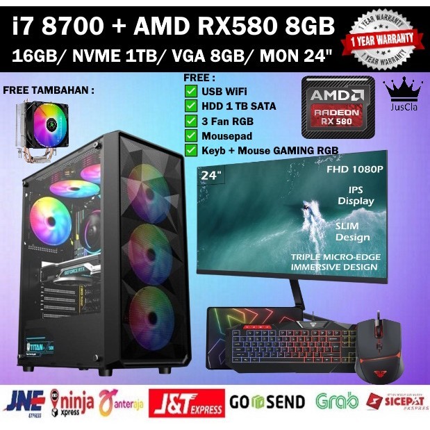 Jual KOMPUTER GAMING INTEL CORE i7 8700 4,6GHz|RAM 16GB|NVME 1 TB|HDD ...