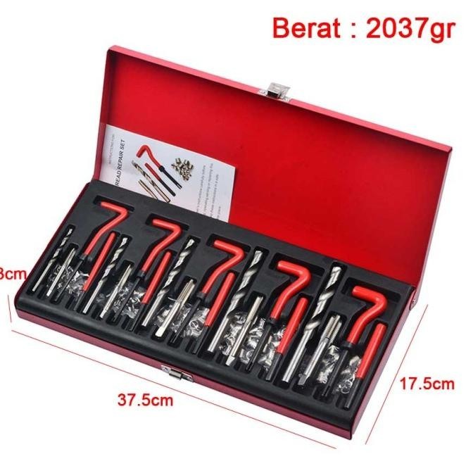 Jual 131Pcs Recoil Helicoil M5 M6 M8 M10 M12 Benang Perbaikan Alat Kit ...