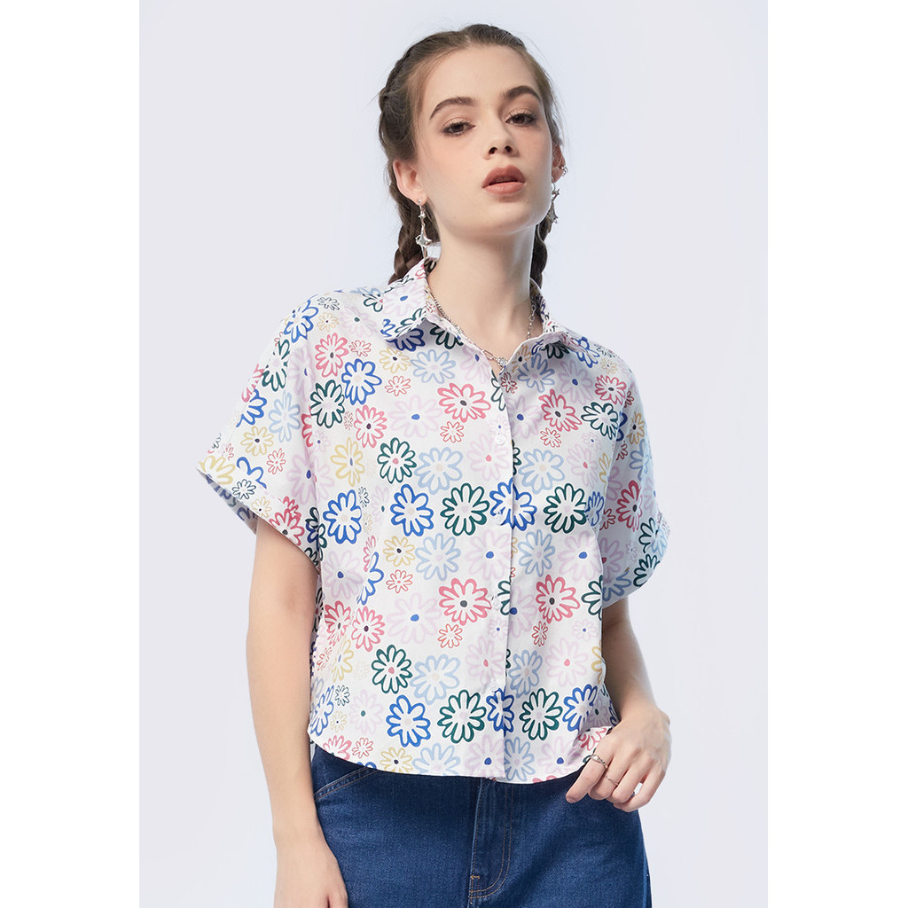 Jual COLORBOX Short Sleeve Printed Boxy Shirt Multicolor | Shopee Indonesia
