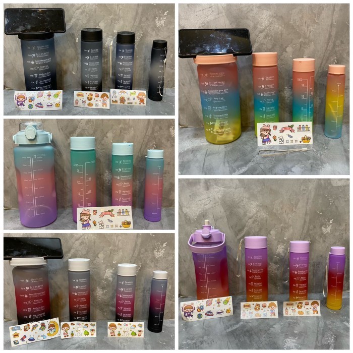 Jual BOTOL MINUM 4 IN 1 GRADASI ISI 4 PCS BOTOL ASLI | Shopee Indonesia