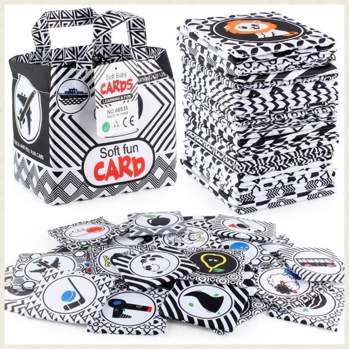 Jual Kartu Pintar Buku Kain Flashcard Hitam Putih Soft Book Flash Card ...