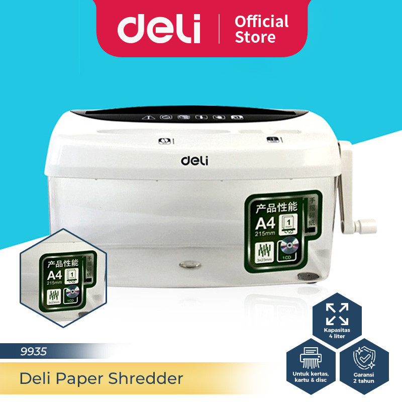 Jual Deli Paper Shredder Penghancur Kertas Manual A4 Kapasitas 1 Lembar ...