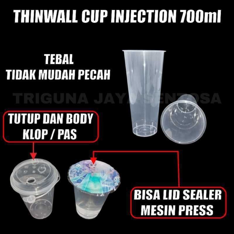Jual Thinwall Cup Injection 700ml 24oz Gelas Tebal Bening Dus Semua Js ...