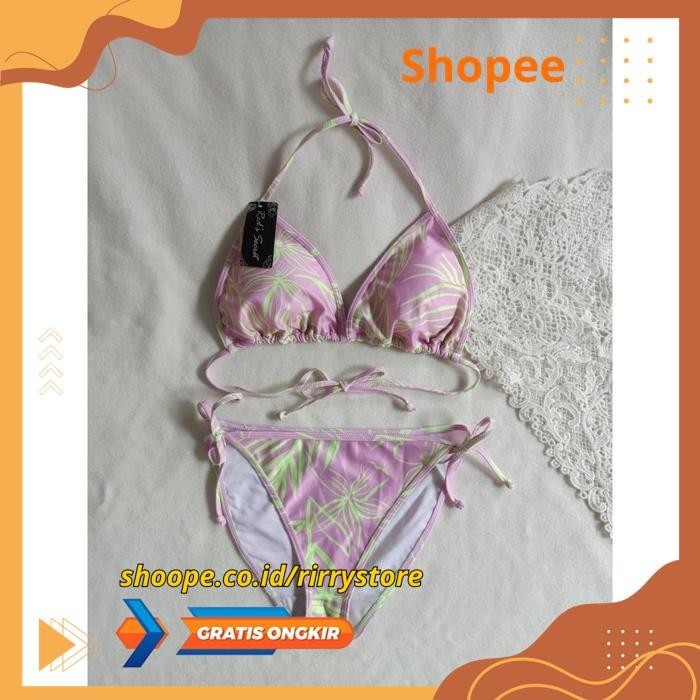Jual BIKINI SEGITIGA IKAT DENGAN BUSA SELIP BK 3301 UNGU DAUN HIJAU - BIKINI SEGITIGA IKAT ...