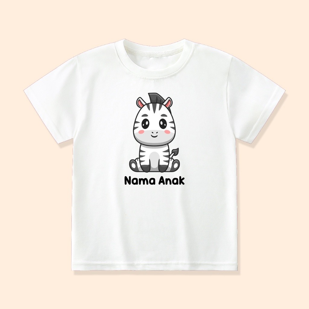 Jual Baju Kaos Anak Gambar Hewan Kuda Zebra Atasan Anak Laki - Laki Perempuan Unisex Custom Nama ...