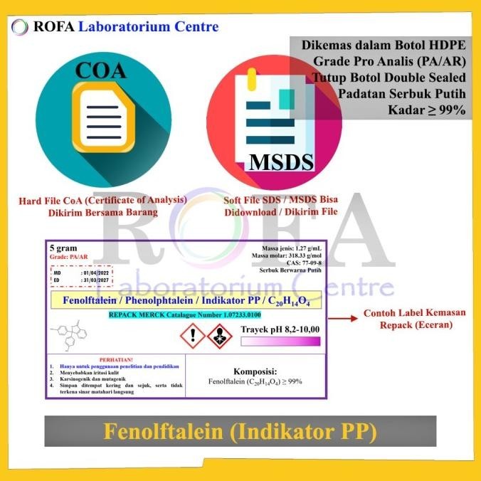 Jual Terjangkau - Phenolphthalein / Fenolftalein / Indikator PP 1 Gram ...