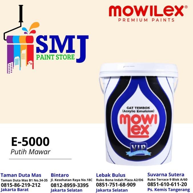 Jual Cat Tembok Interior Mowilex Emulsion Putih Mawar E5000 Vip 5000 2,5L Kualitas Premium ...