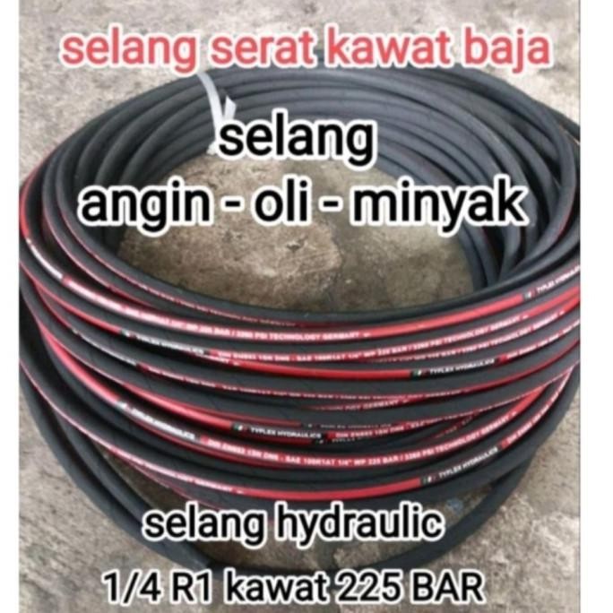 Jual selang hidrolik selang angin oli minyak 1/4 R1 selang serat kawat ...