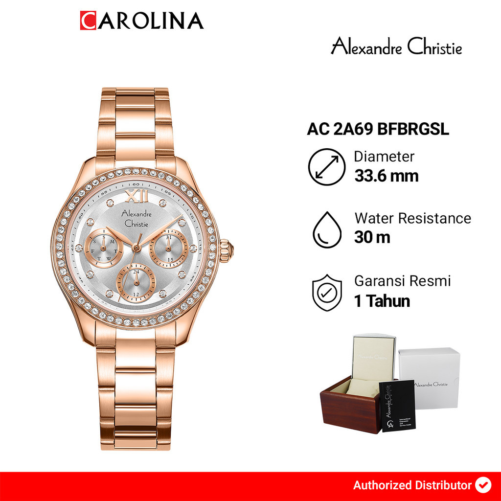 Jual Jam tangan Wanita Alexandre Christie AC 2A69 BFBRGSL Silver Dial Rose Gold Stainless Steel ...