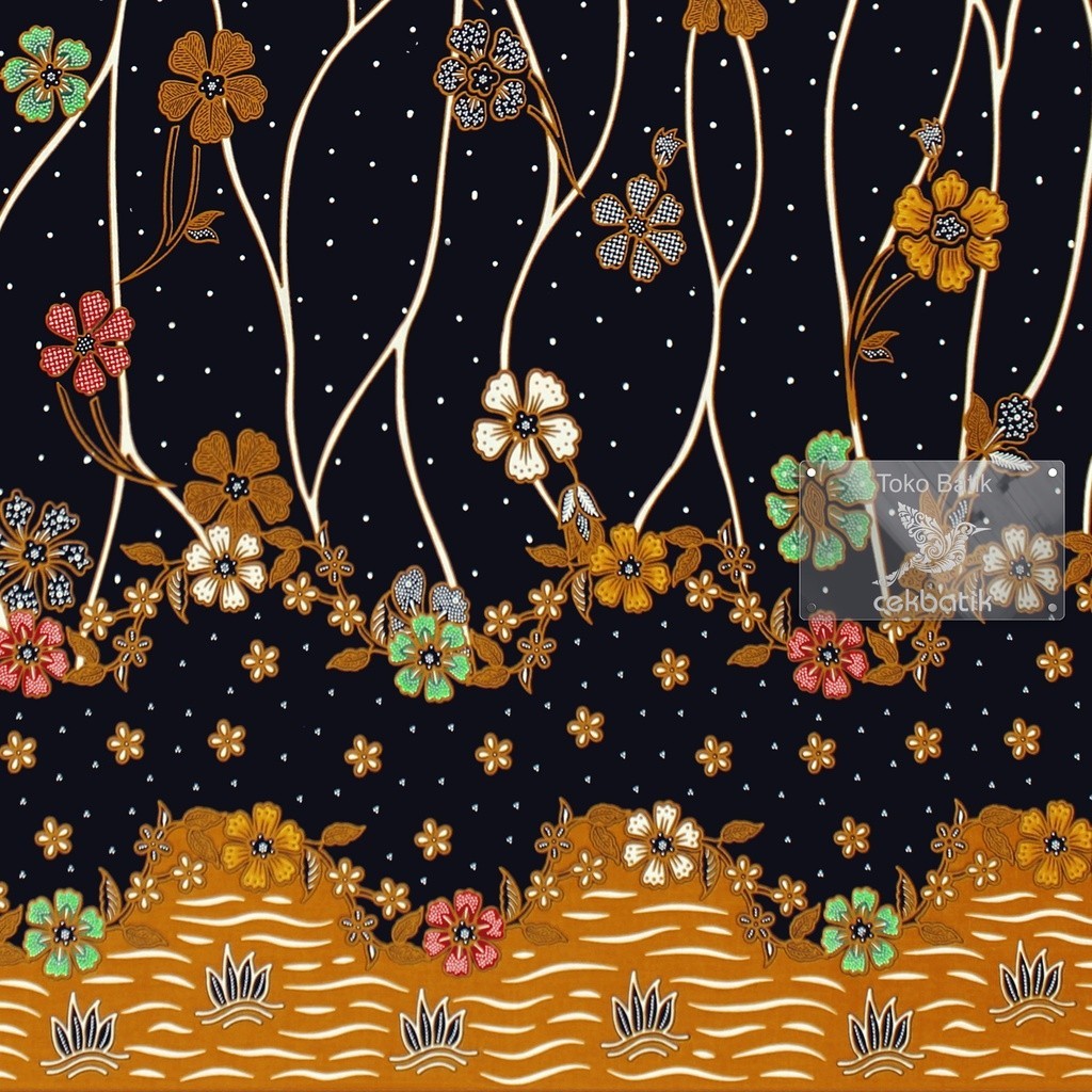 Jual Kain Batik Motif Batik Unik Bunga Liris Manis (Hitam) | Shopee ...