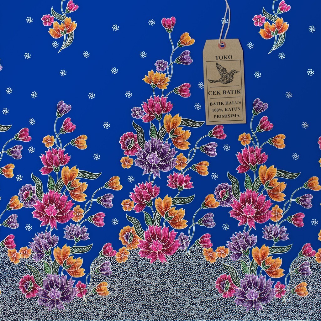 Jual Kain Batik - Motif Bunga Anggun Warna (Biru) | Shopee Indonesia