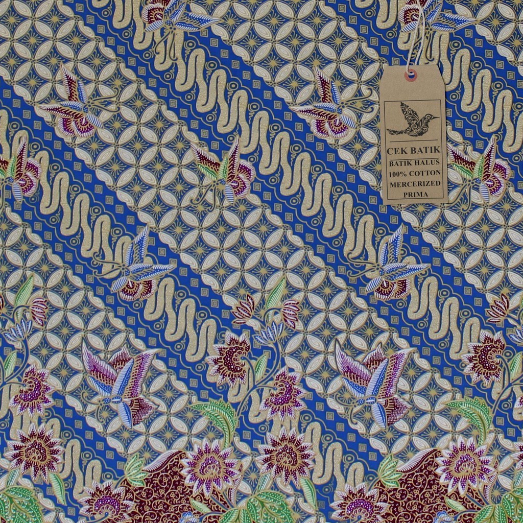 Jual Kain Batik - Motif Parang Kawung Bunga Kupu (Biru Soft) | Shopee ...