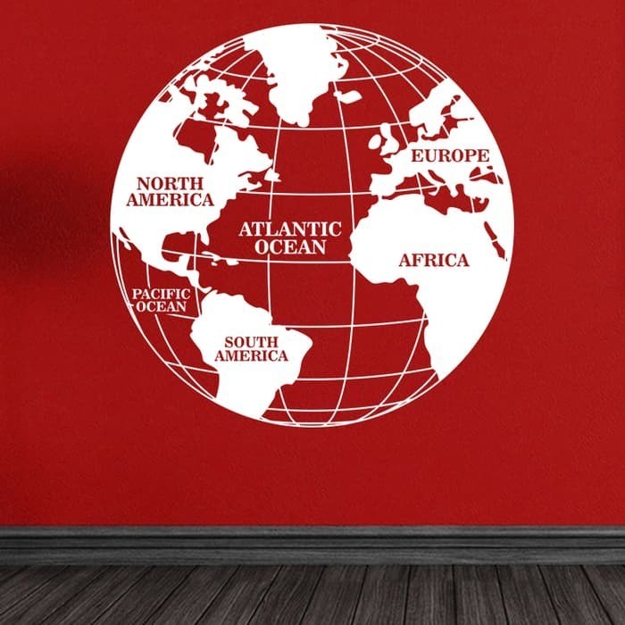 Jual Wall Cutting Sticker World Map Bola Dunia Globe Stiker Dinding ...
