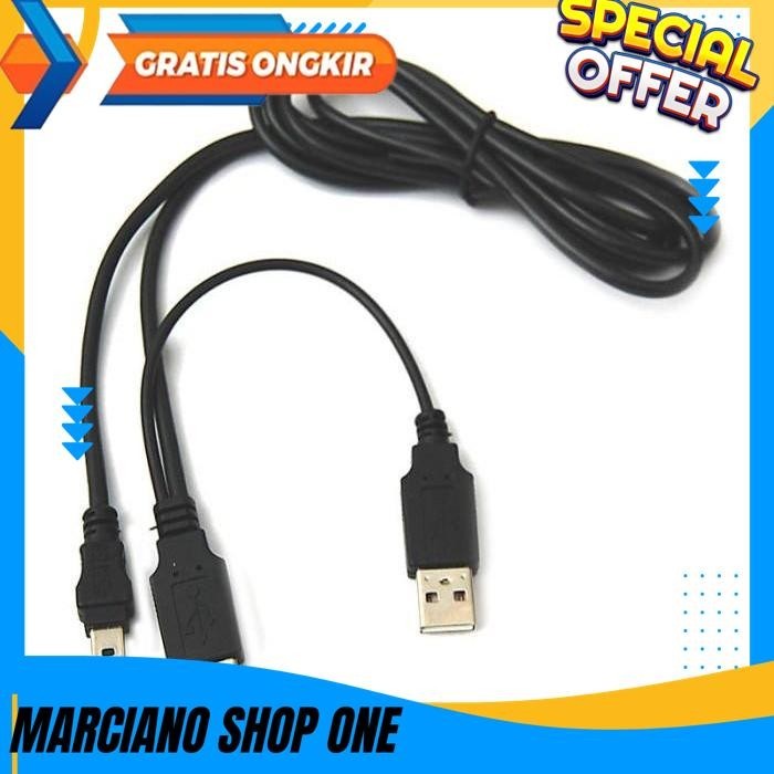 Jual KABEL MINI USB KE 2 USB MALE PRODUK KUALITAS BERKELAS !! | Shopee ...