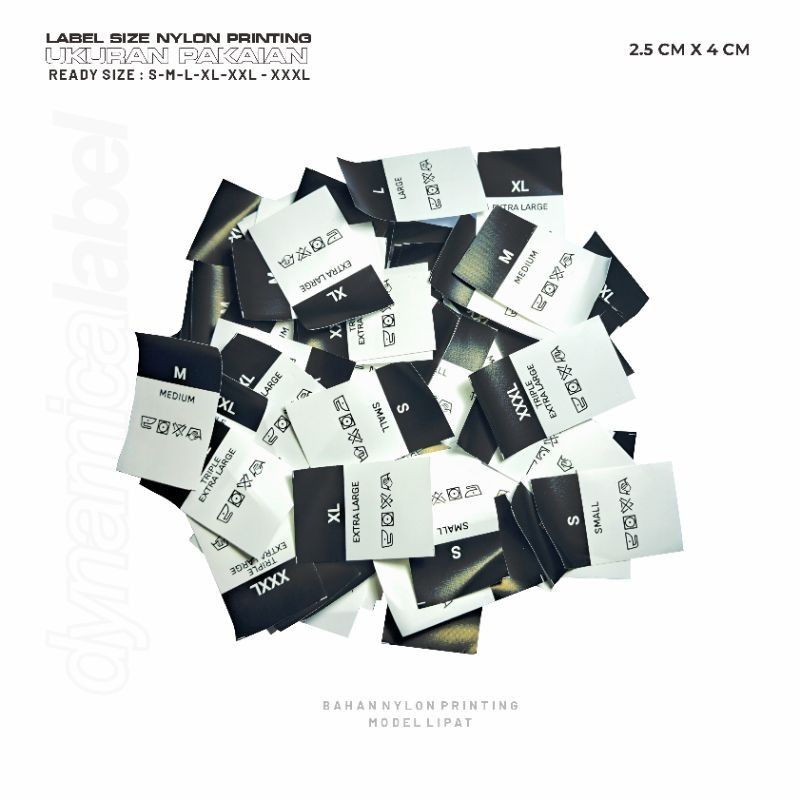 Jual Label Ukuran Pakaian - Label Size Lipat Bahan Nylon Printing ...