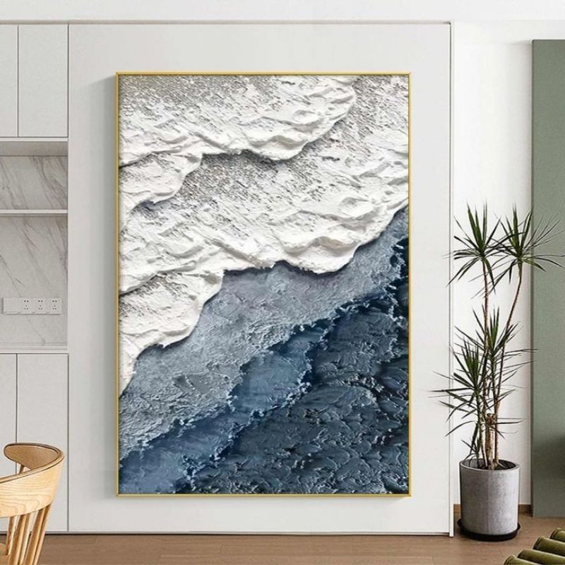 Jual HIASAN LUKISAN DINDING RUANG TAMU PANTAI BLUE NAVY TEXTURE ART ...