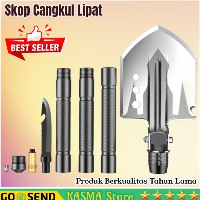 Jual Sekop Cangkul Lipat Outdoor Portable Tools Multifungsi Pisau Army ...