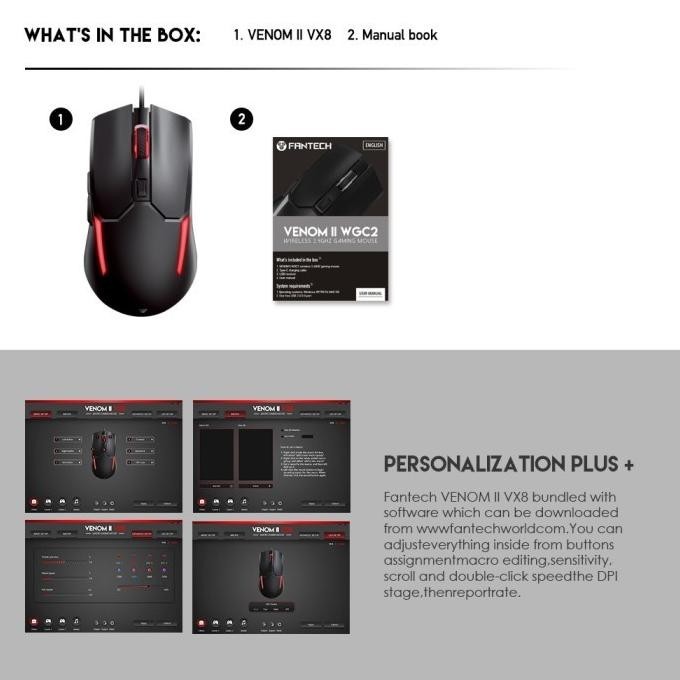 Jual FANTECH Venom II VX8 Mouse Gaming Macro RGB 8000 DPI ...
