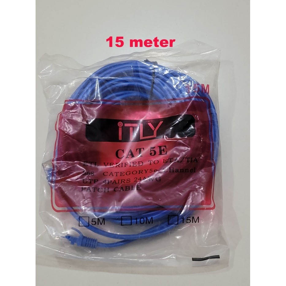 Jual KABEL INTERNET 15 METER ROCIA RJ45 LAN UTP 15M BIRU CAT 5E SIAP ...