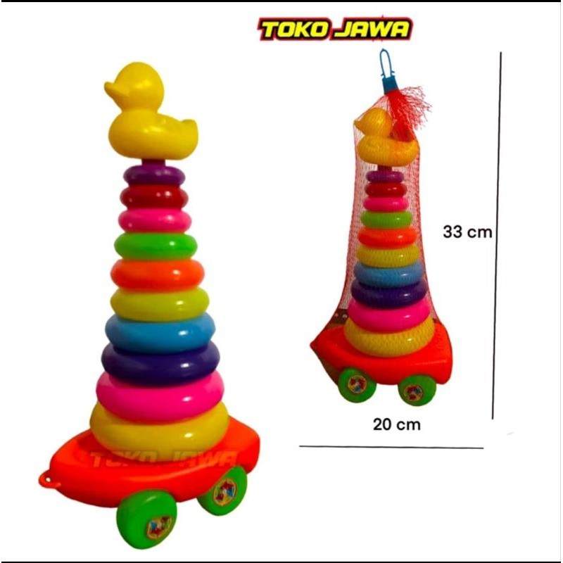 Jual Mainan bayi susun tumpuk 10 ring ,ring donat bebek / mainan anak ...