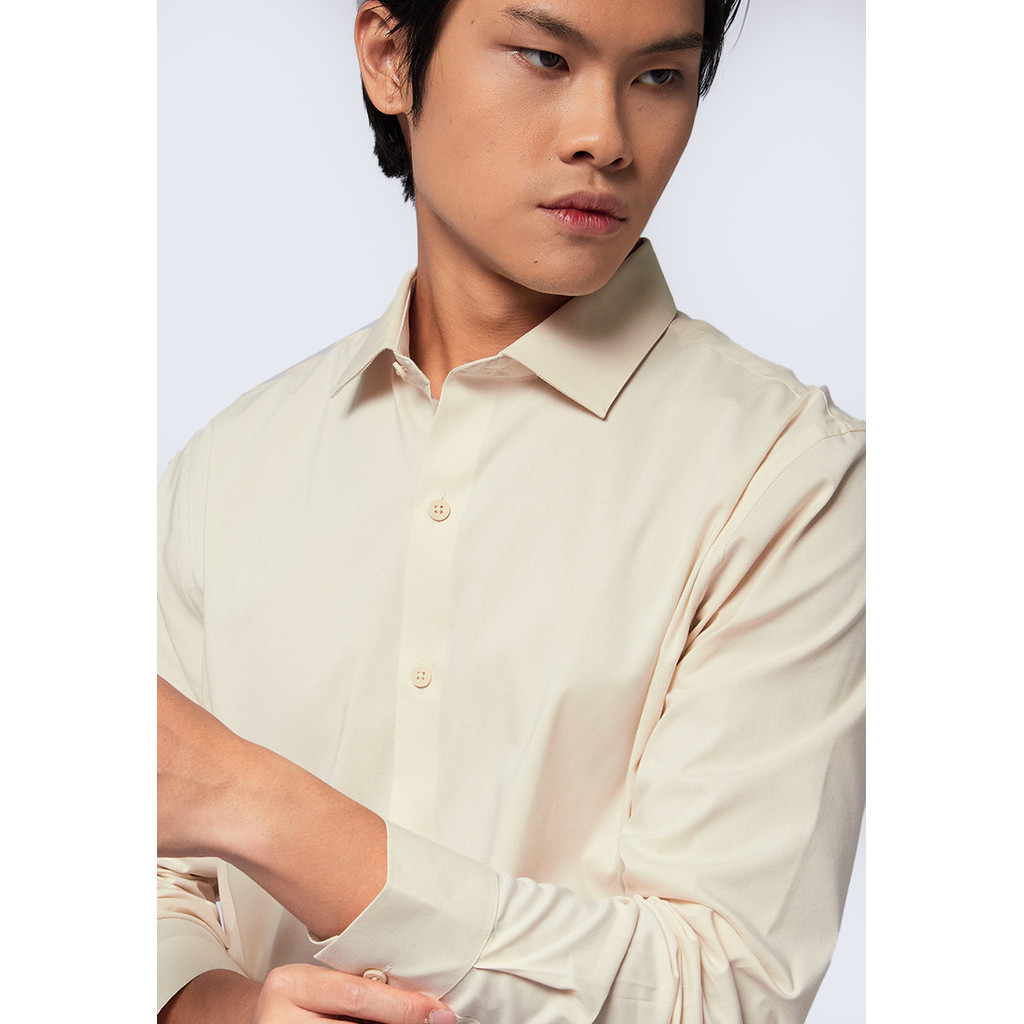 Jual Executive Regular Fit Long Sleeve Shirt Beige | Shopee Indonesia
