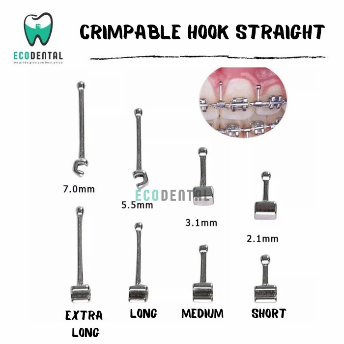 Jual DENTAL CRIMPABLE HOOK SHORT MEDIUM LONG SLIDING HOOK ISI 10PC ...
