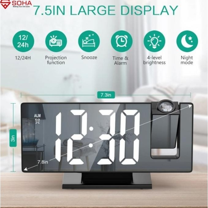 Jual Miliki - Alarm Ada Proyektor Jam Mirror Dengan Layar LED Besar ...