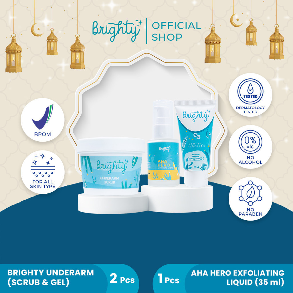 Jual Brighty Aha Hero Serum X Glowing Underarm X Underarm Scrub Paket ...