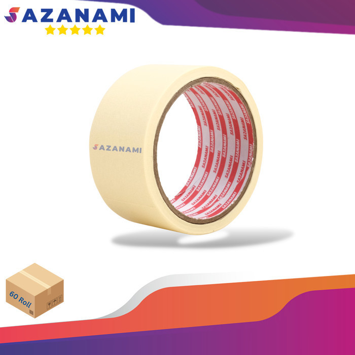 Jual 1 Box Masking Tape 48Mm 2" Inch X 15M Sazanami Isolasi Lakban ...