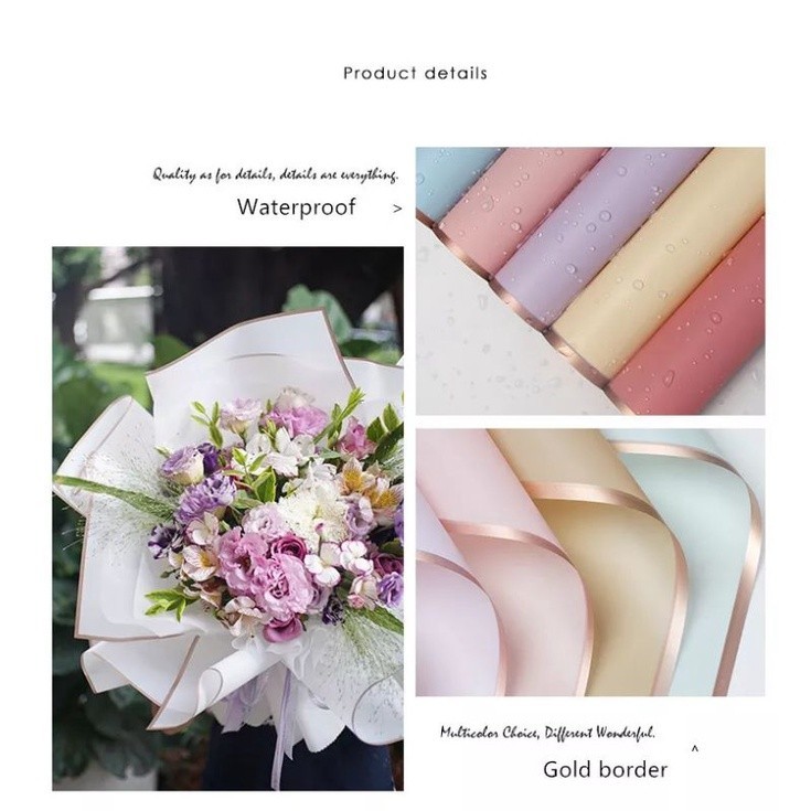 Jual kertas buket bucket cellophane line gold | buket bunga flower ...