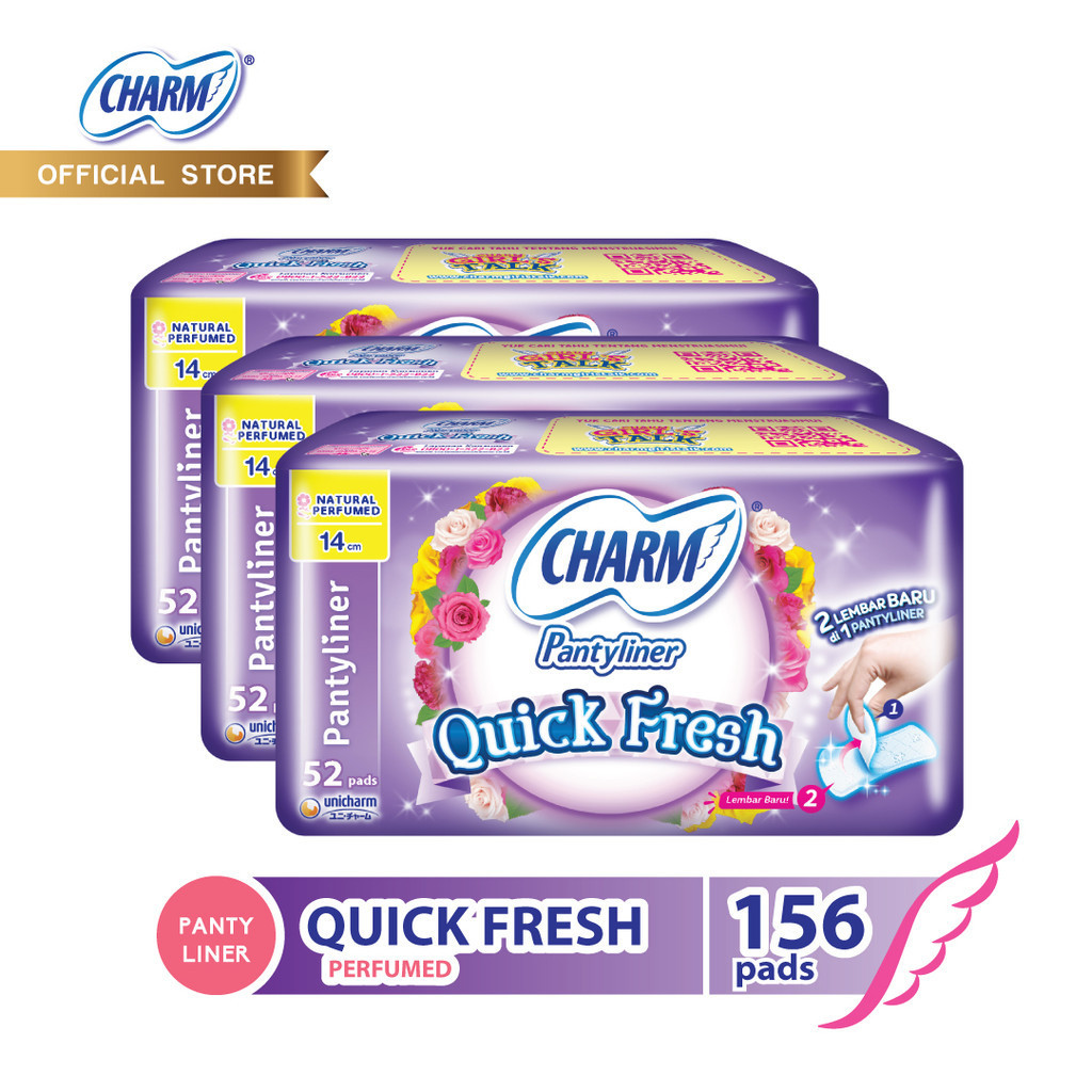 Jual Charm Pure Style Pantyliner Quick Fresh Perfumed 52 Pads - 3 Packs ...