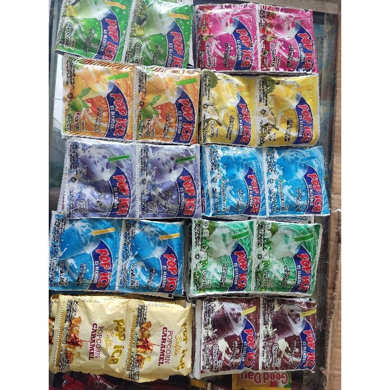 Jual Pop Ice renteng coklat, stroberi, melon, durian, permen karet ...