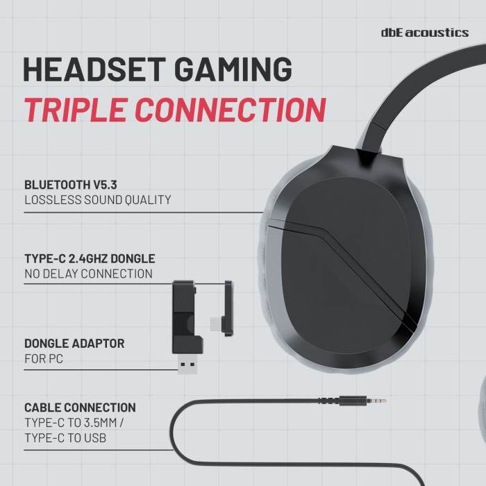 Jual Dbe W100 2.4Ghz Three Mode Wireless Gaming Headphone | Shopee ...