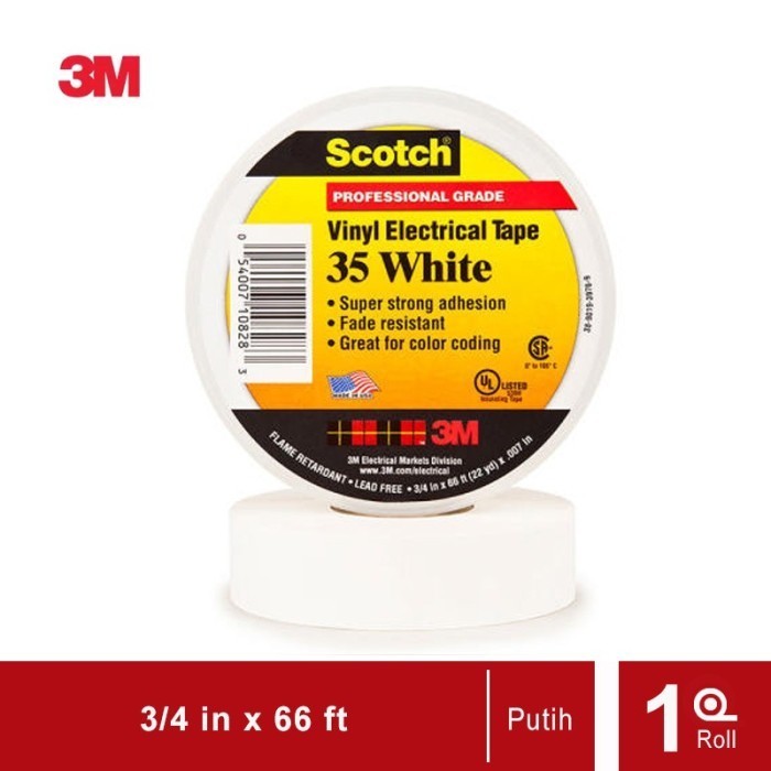 Jual Isolasi Listrik 3M Scotch 35 Vinyl Electrical - Putih - (19Mm X ...